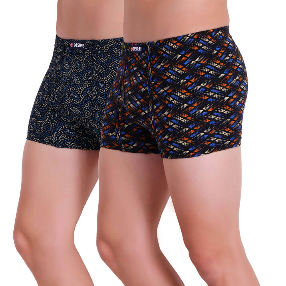 Buy Printed Men Trunk Pant (Pack Of 2) Black-Blue: TT Bazaar