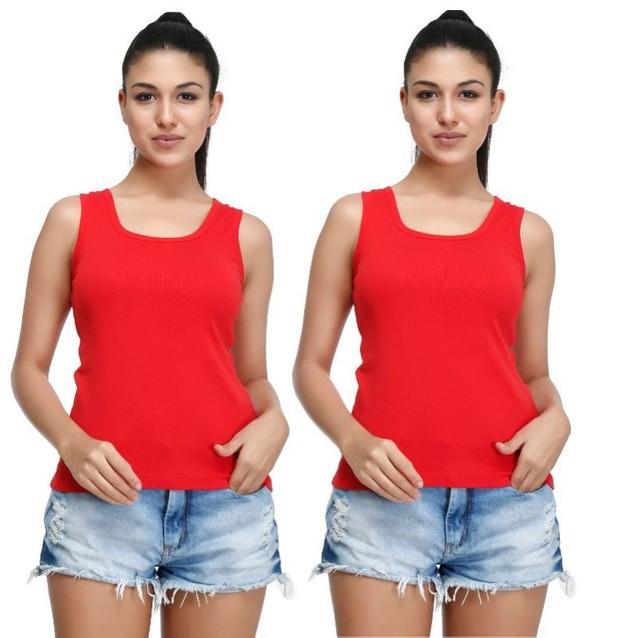 Buy Womens Red Tank Top Vest (Pack Of 2): TT Bazaar